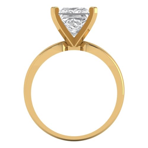 Clara Pucci 2.50ct Princess Cut Solitaire Moissanite Excellent Engagement Bridal Promise Anniversary Ring 18K Yellow Gold Size 5.75