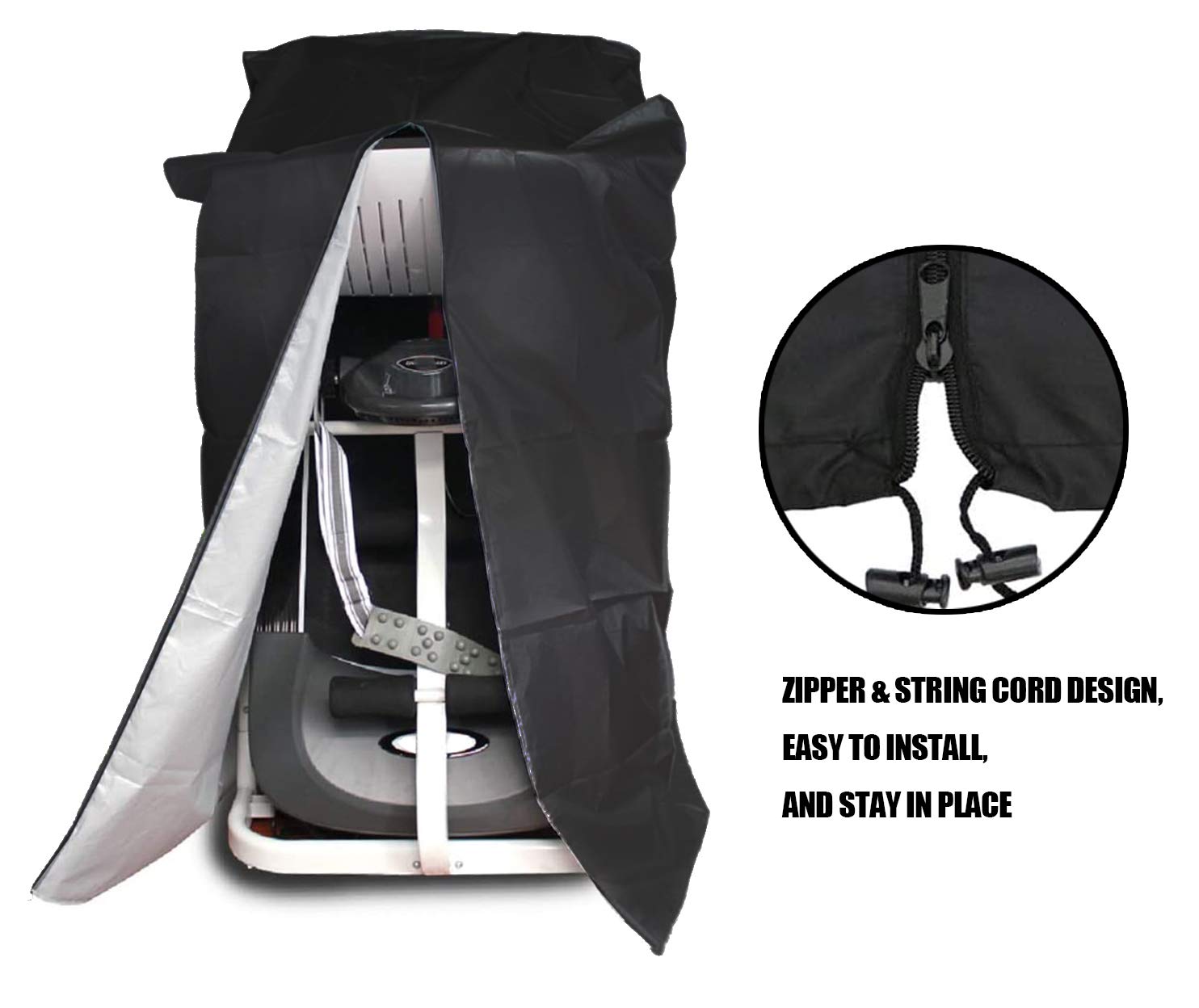 WOMACO Folding Treadmill Cover Waterproof Foldable Treadmill Running Machine Protective Cover for Outside & Indoor Storage Oxford Fabric Cover for Tread Mill (Black, Folding-47"L x 37.4"W x 63"H)