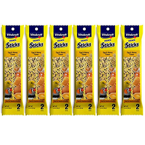 Vitakraft Triple Baked Crunch Sticks with Egg and Honey Canary Treat (6 Packs/2 Treats per Pack)