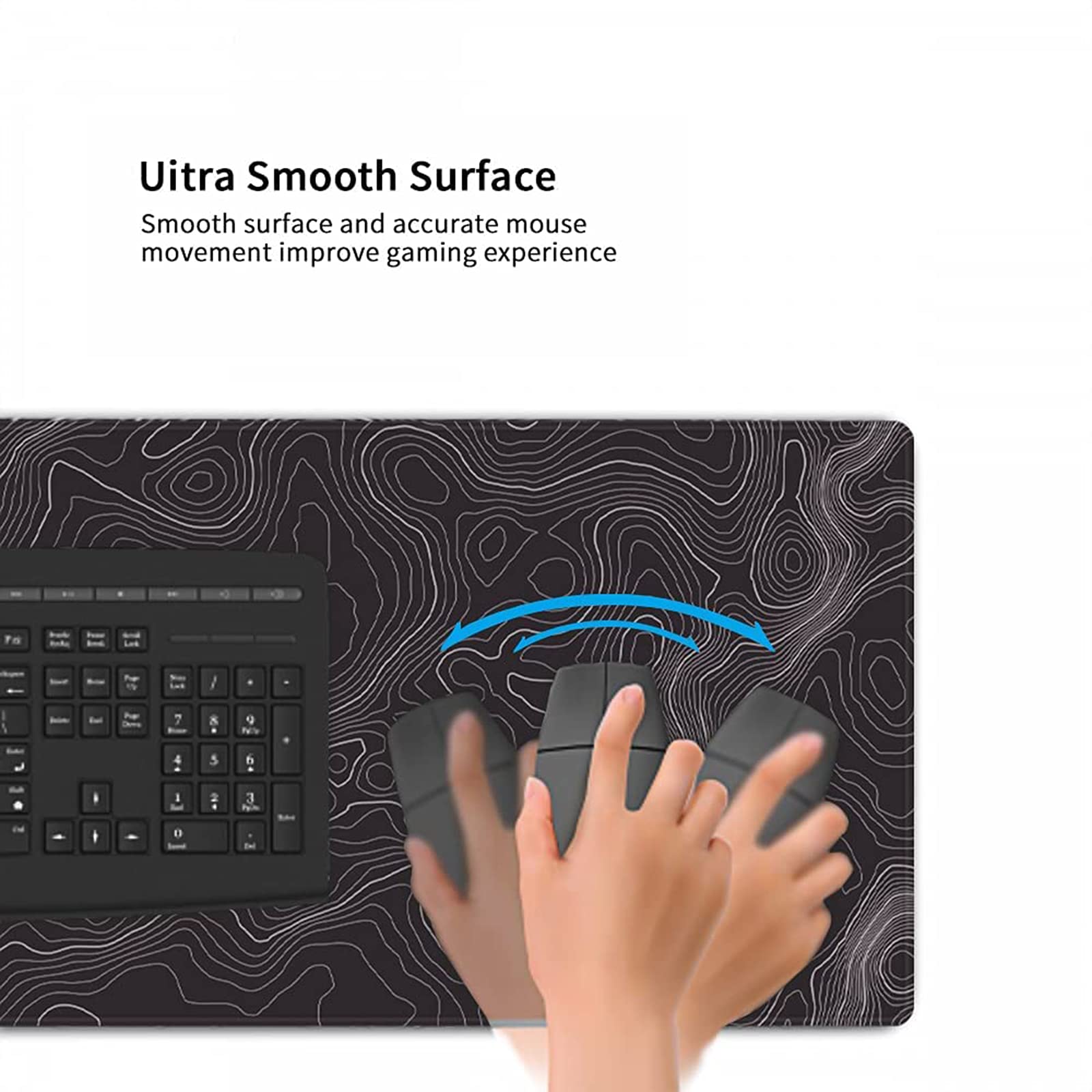 AQQA Large Gaming Laptop Mouse Pad, Sea Wave Big Laptop Desk Pads Non Slip Rubber Base Mousepad 35.4 x 15.7 inches Table Mat for Office and Home