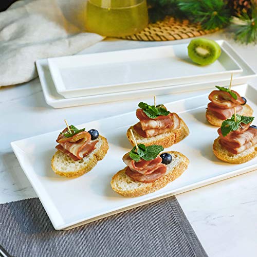 Sweese 706.101 White Serving Platters for Entertaining - Rectangle Porcelain Serving Plates - Excellent as Trays for Serving Food, Fruit, Appetizers in the Paty - Set of 3