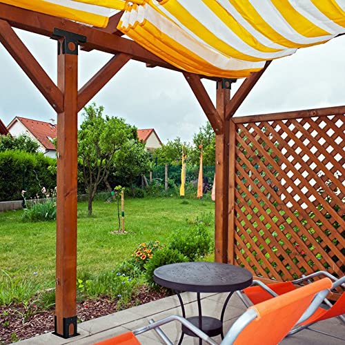Wpbhk 2Pcs Heavy Duty Pergola Corner Brackets Extension 3-Way T Brackets for 4x4 (Actual Size:3.5X3.5) Post Bracket Pergola Gazebo Kit (2)