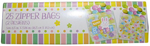 Regent Products Corp Set of 200 Easter Zipper Bags with Easter Bunny, Egg, and Jelly Bean Designs! 6.5"x5.86" - 2 Designs!
