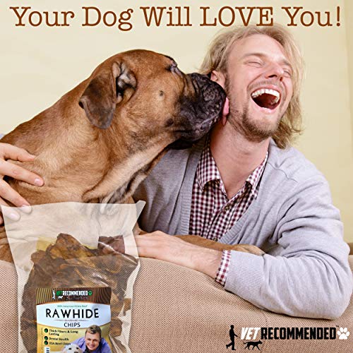Vet Recommended Premium Beef Rawhide Chips for Dogs (Big 2lb Bag) Thick Fiber & Long Lasting Dog Chew. Made in USA.