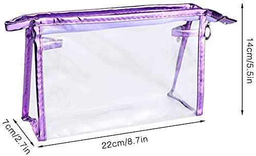 Meetory 5 Pcs Clear Waterproof Cosmetic Bag with Zipper, PVC Transparent Plastic Makeup Organizing Bags Travel Toiletry Pouch for Bathroom, Vacation and Organizing
