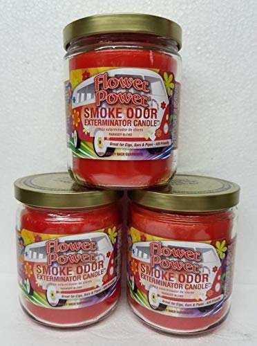 Smoke Odor Exterminator 13 oz Jar Candles Flower Power, (3) Set of Three Candles.