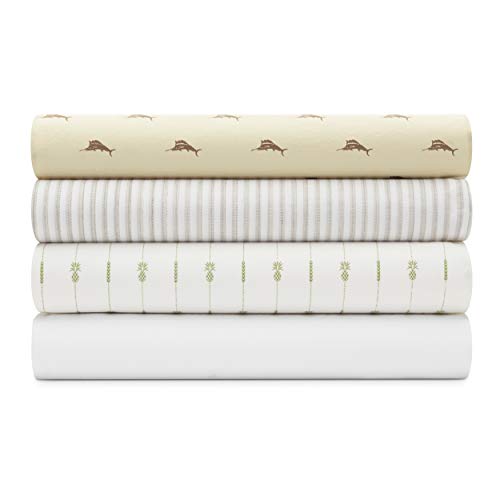 Tommy Bahama 223615 Pineapple Pinstripe Sheet Set, Green, King
