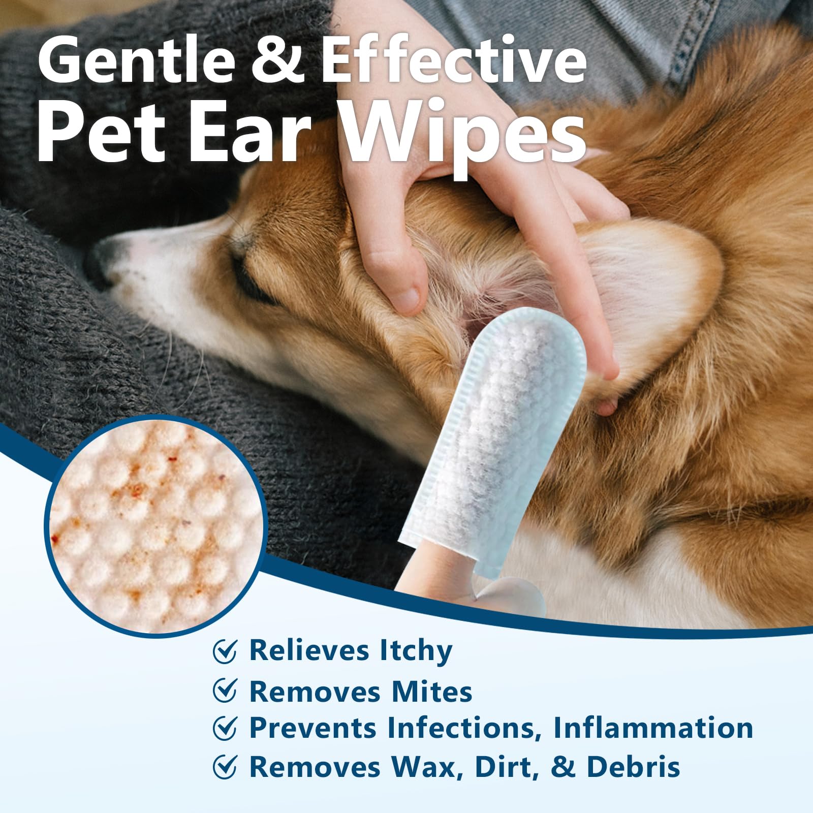 Tzqpokut Dog Ear Cleaner Wipes - Otic Cleanser for Dogs (48)
