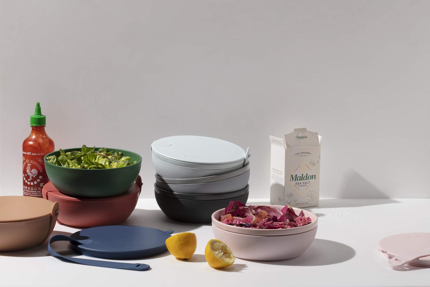 W&P Porter Plastic Bowl Lunch Container w/ Protective Non-slip Exterior, Slate 1 Liter | Lid & Snap-tight Silicone Strap | Food Storage, Bento Box, Meal Prep | BPA-Free Plastic