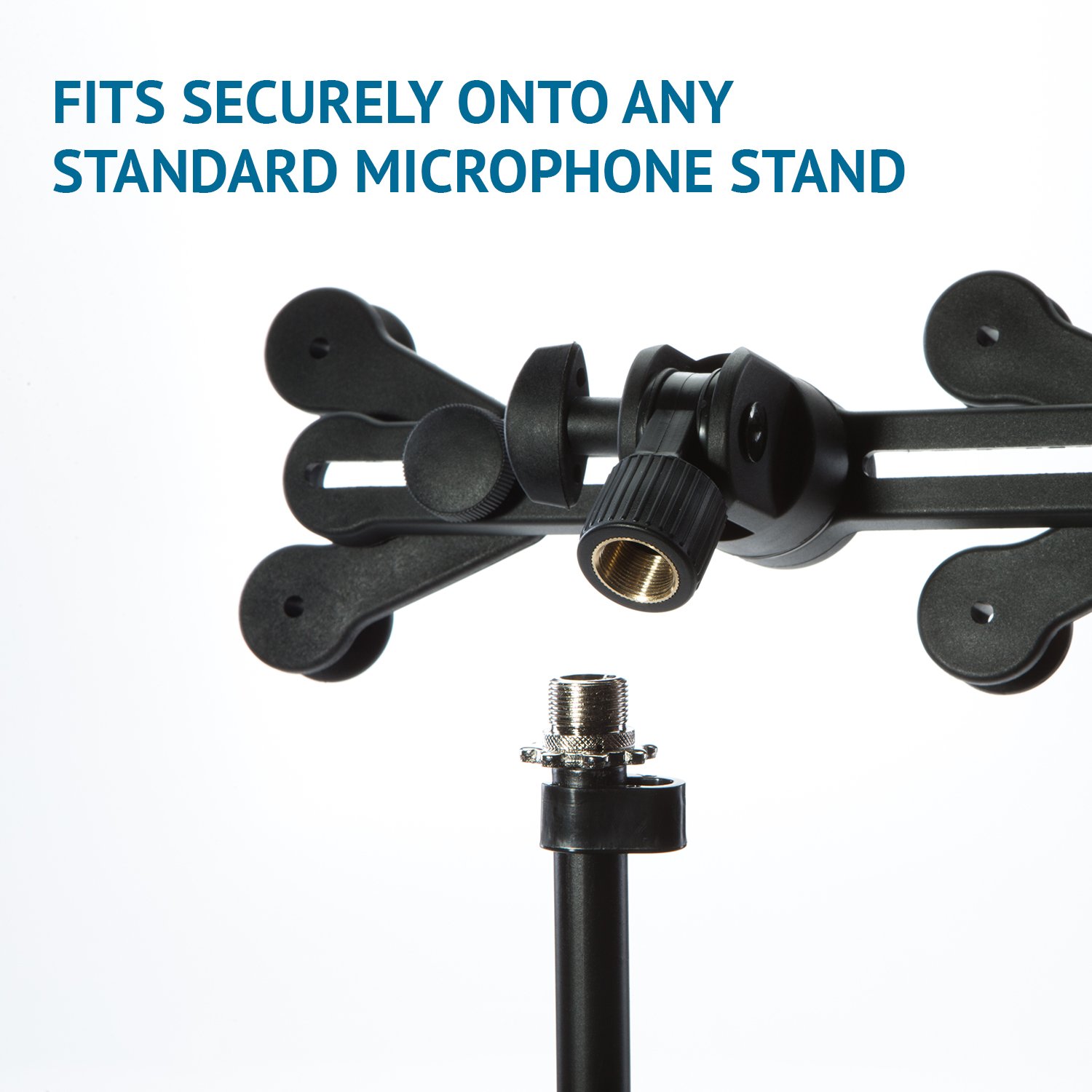 LyxPro TSM1 Microphone Music Stand Mount Holder for Tablet iPhone Ipad Smartphone and Android Adjustable 360 Degree Swivel Tilt Support Arms 3 to 11.5 Inch with Extra Detachable Clip