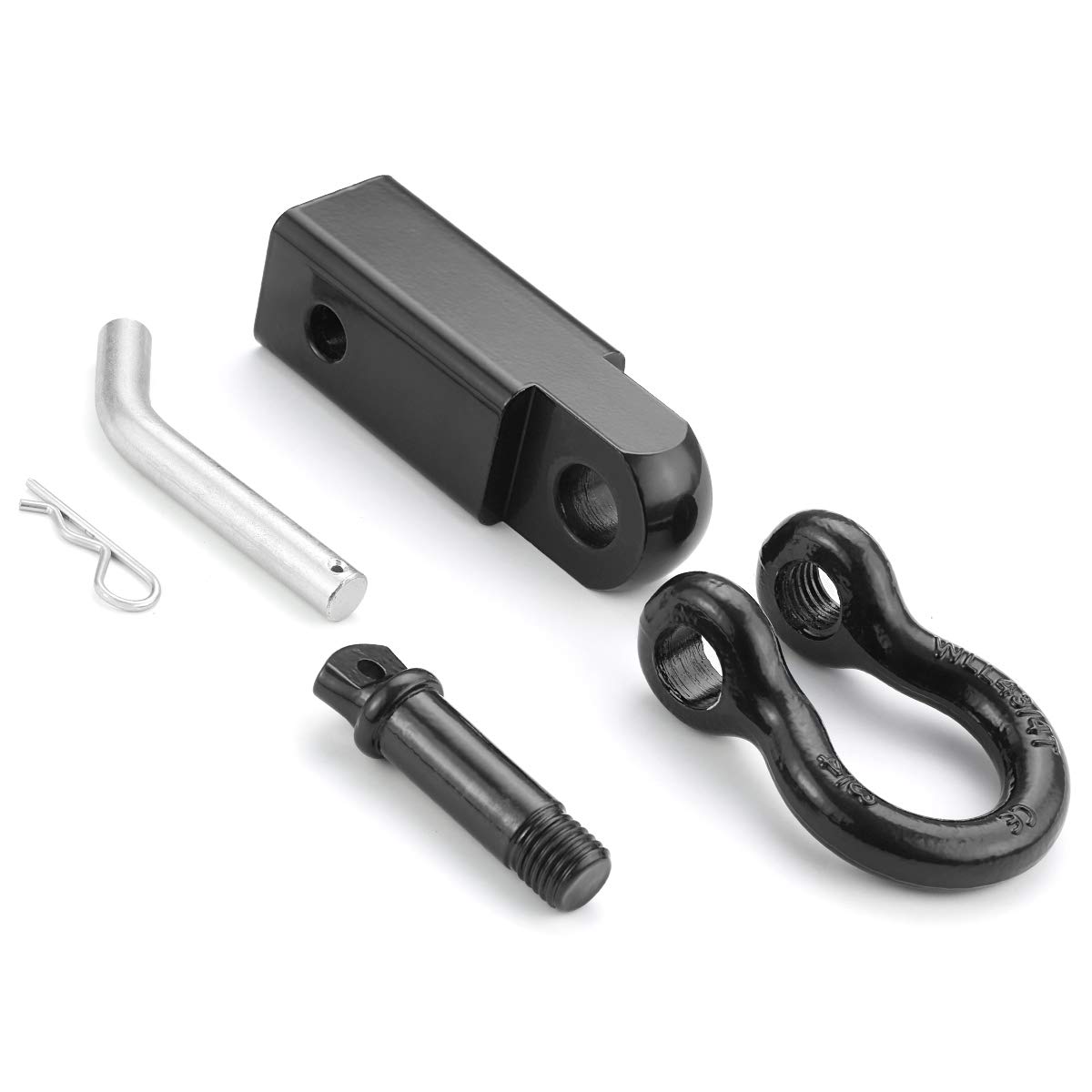 A-KARCK 2 Inch Shackle Hitch Receiver Fits 2 Inch Receiver Tube, Towing Accessories for Vehicle Recovery, Black Coating Never Rust