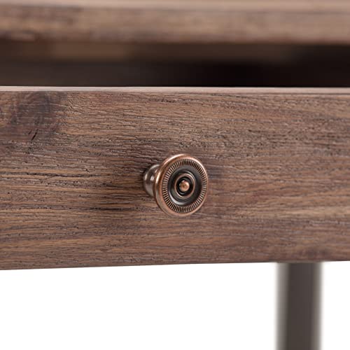 SIMPLIHOME Ralston SOLID ACACIA WOOD Modern Industrial 60 Inch Wide Writing Office Desk in Rustic Natural Aged Brown, For the Office Desk, Writing Table, Workstation and Study Table