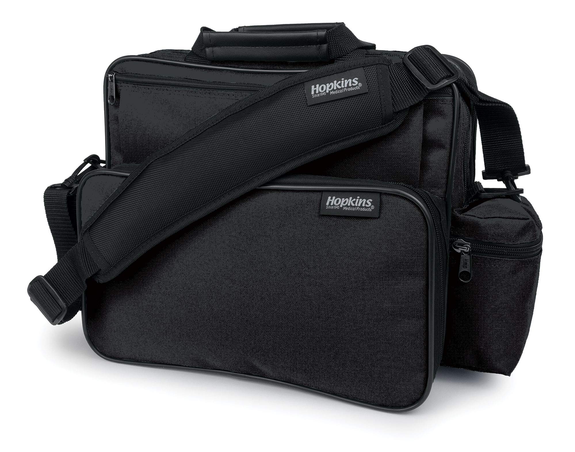 Hopkins Medical Products Home Health Shoulder Bag, 600D Waterproof Exterior, Large Storage Compartments, Removable Adjustable Shoulder Strap, 14x11.5x8