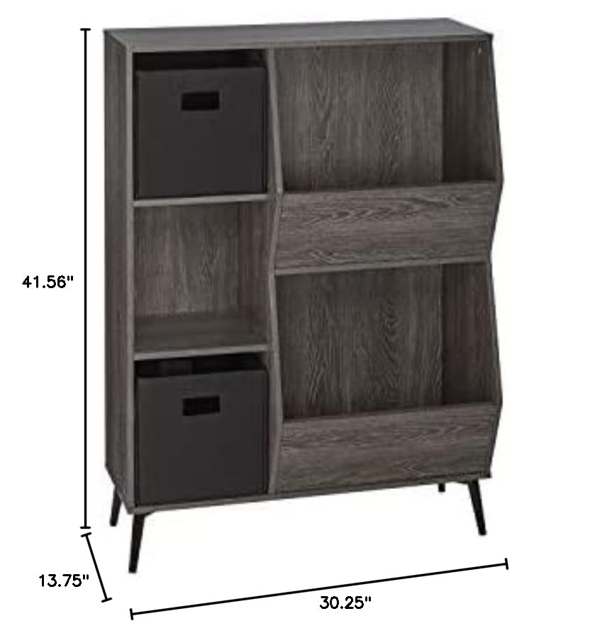 RiverRidge Home Woodbury Collection Storage Cabinet with Cubbies and Veggie 2pc Bin-Black, Weathered