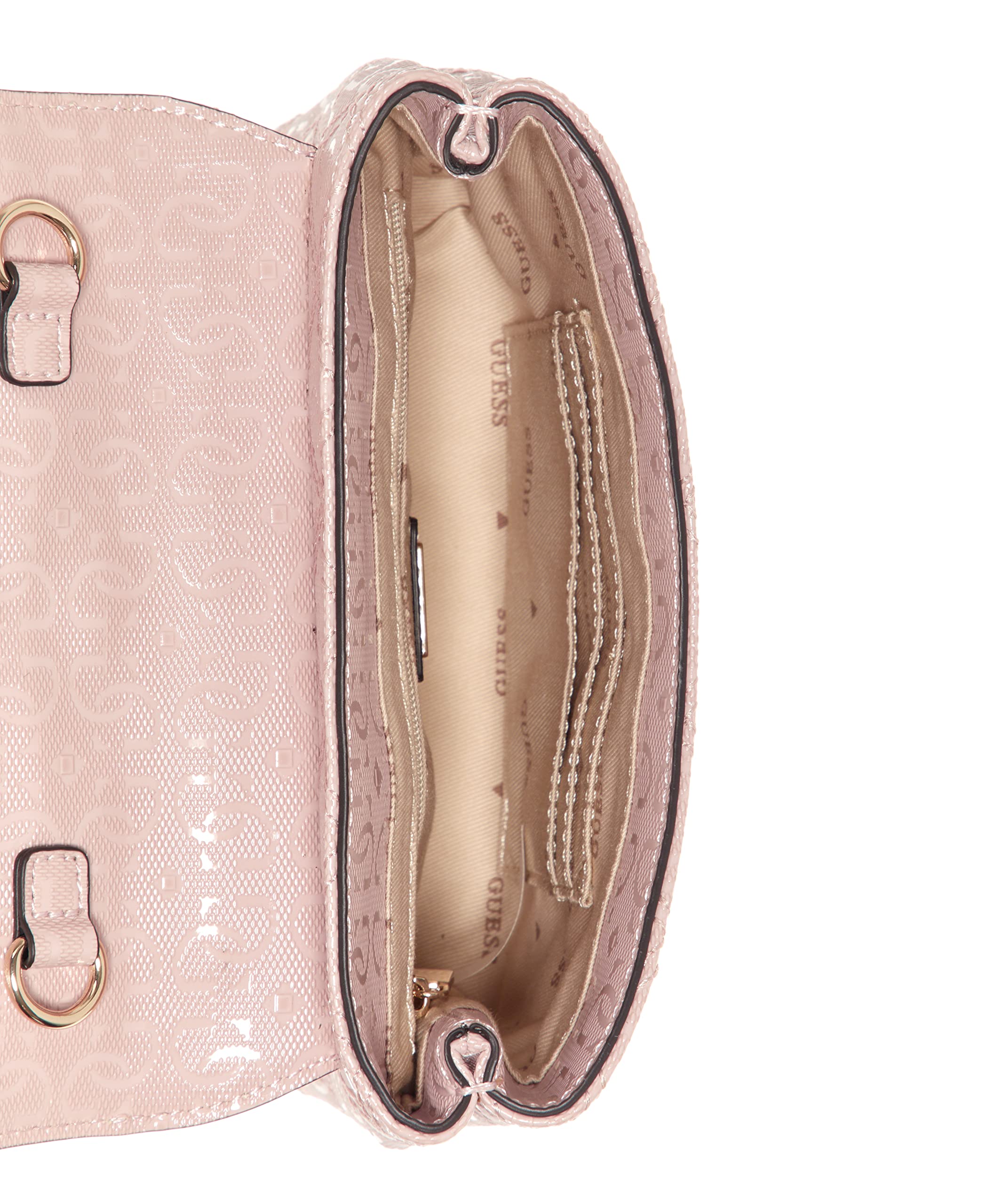 GUESS Womens Gaia Crossbody Top Handle Flap Mini, Blush, One Size US