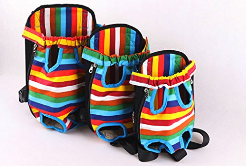 XIAOYU Pet Carrier Backpack, Adjustable, Hands-Free, Legs Out and Breathable Pet Dog Cat Front Carrier Backpack for Walking, Hiking, Biking Travel, Outdoor and Motorcycle, Multicolor, S