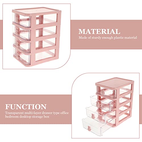 Tofficu 4 Drawer Plastic Storage, Clear Clear Plastic Drawers Storage, 5.3 * 6.7 * 8.3inch Drawer Plastic Drawer Desktop Storage for Craft Organizers And Storage