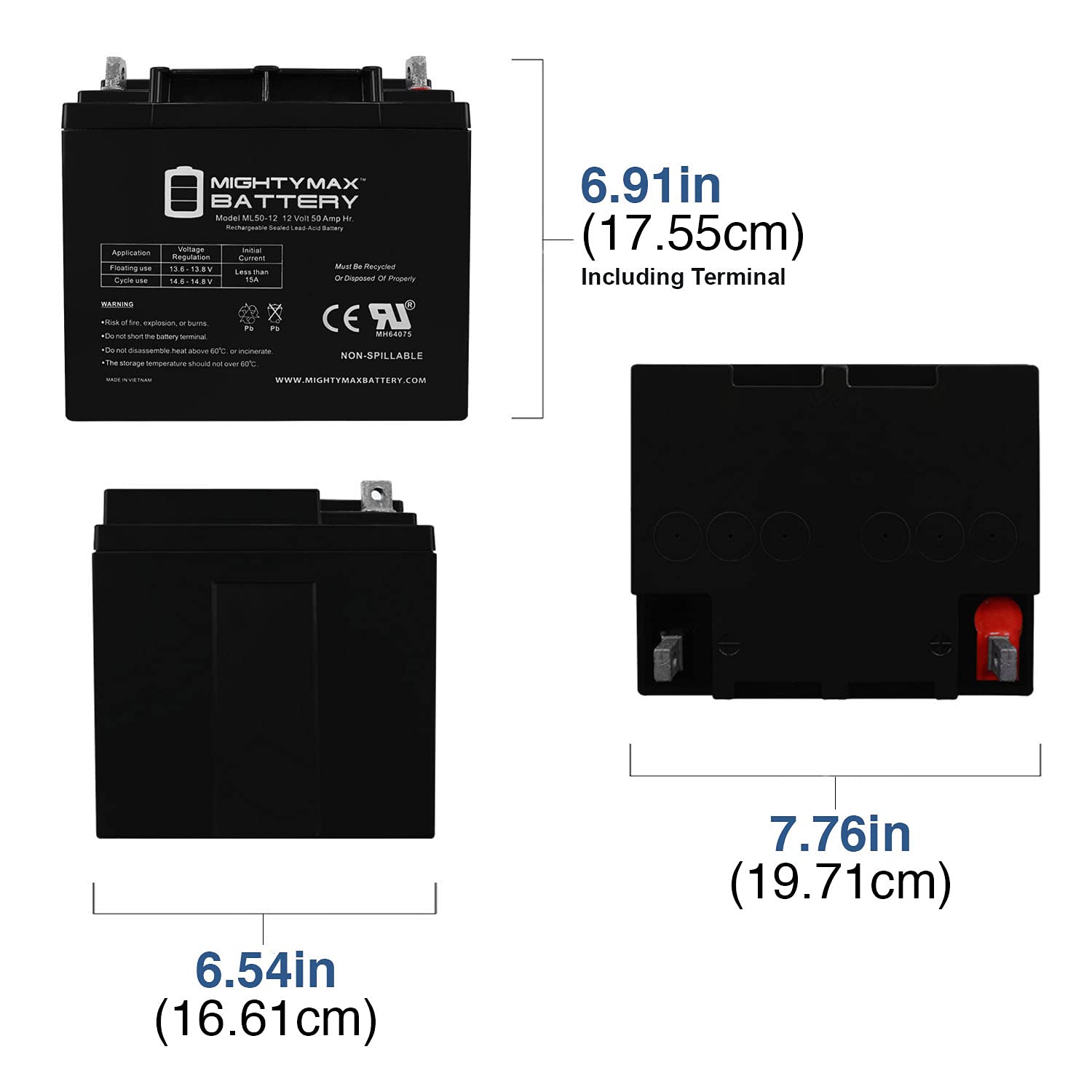 Mighty Max Battery ML50-12 - 12V 50AH SLA Replaces Pihsiang 109101-89203-50P
