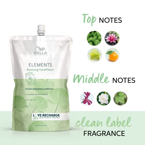 Wella Professionals Elements Gentle Renewing Conditioner| Gentle, Silicone-Free| Instant Detangling Conditioner| 1 Liter Pouch | 33.8 Fl Oz