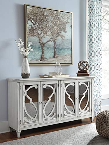 Signature Design by Ashley Mirimyn Vintage Accent Cabinet or TV Stand, Light Gray
