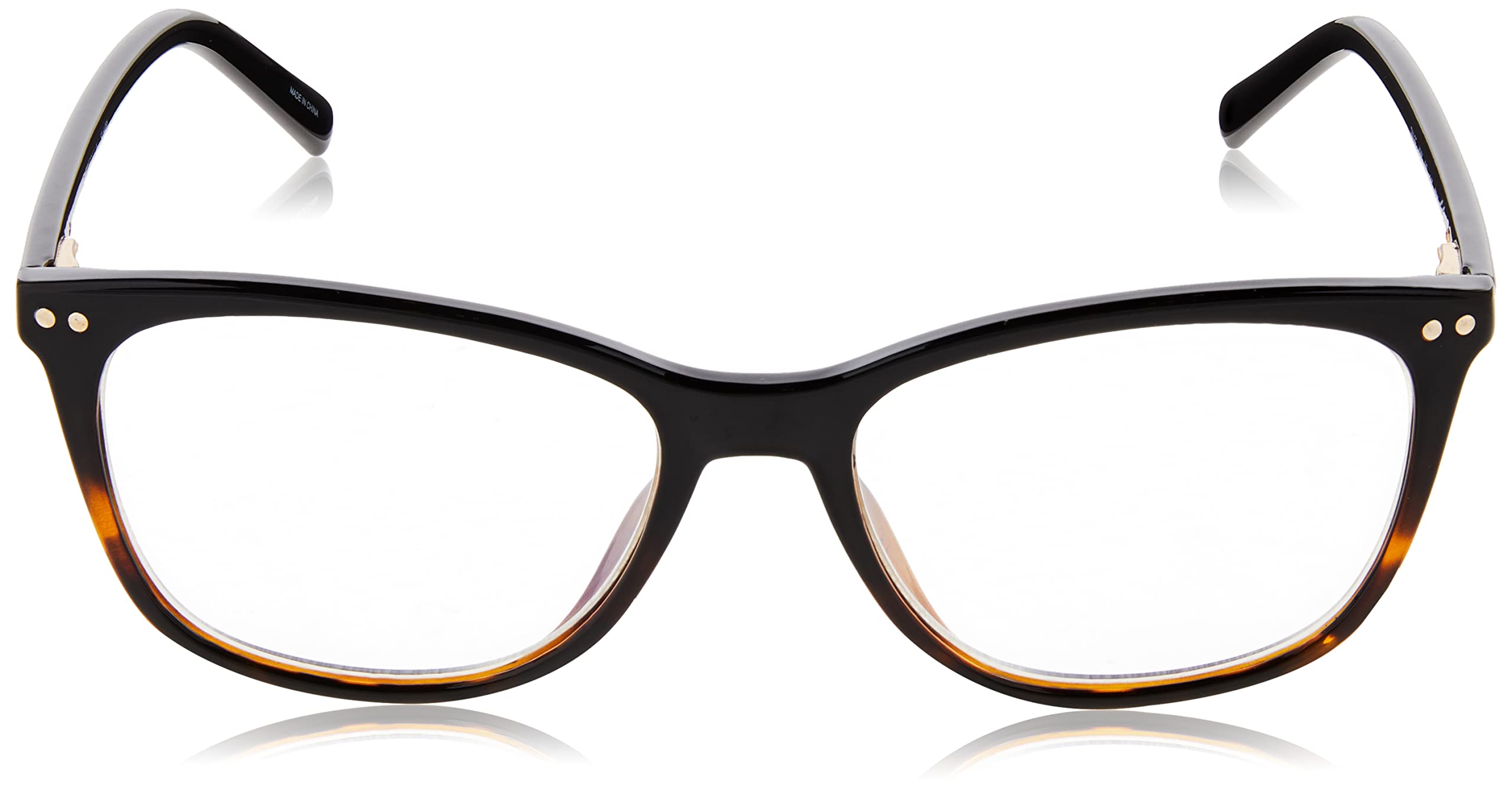 Kate Spade New York Women's Kate Spade Female Optical Style Tinlee Rectangular Reading Glasses, Black Havana Gold/Demo Lens, 52mm, 16mm + 1.5