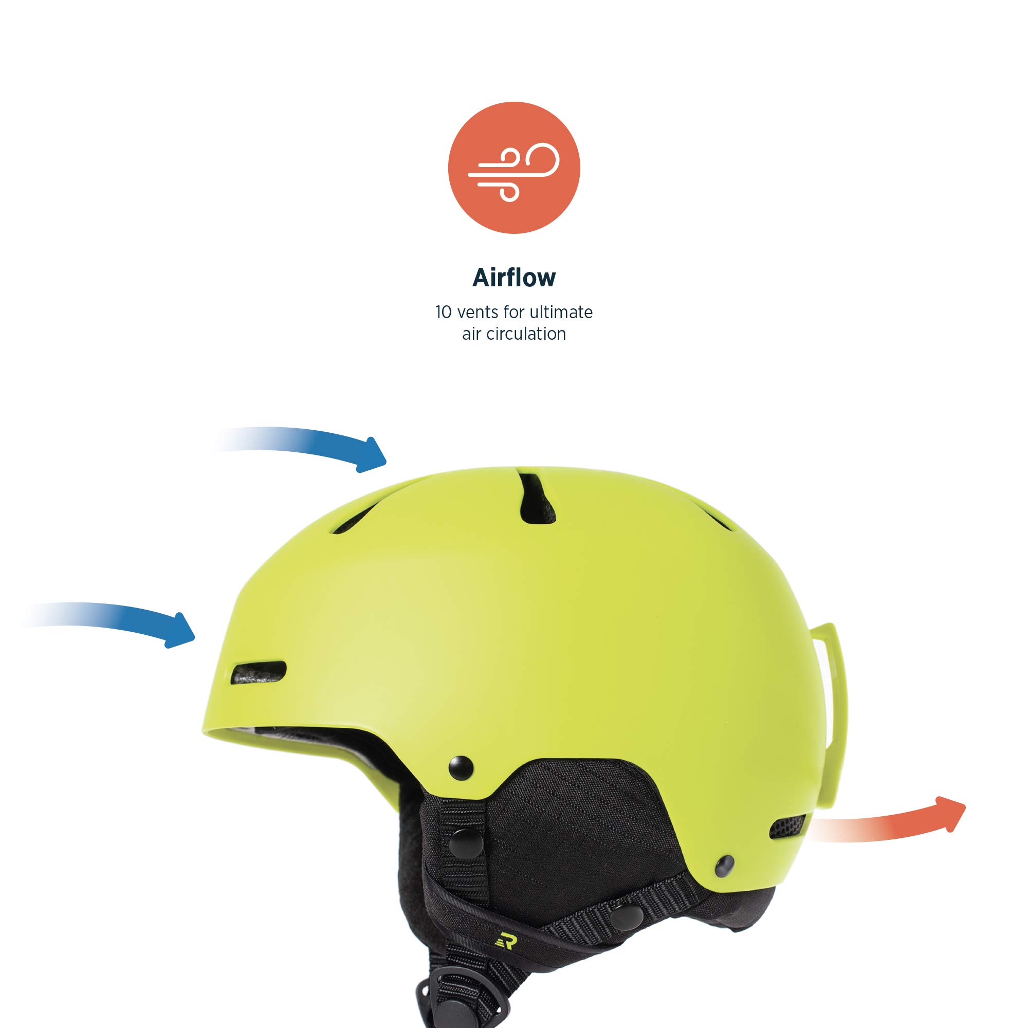 Retrospec Traverse H3 Youth Ski & Snowboard Helmet , Matte Lime, Small (52-55cm)