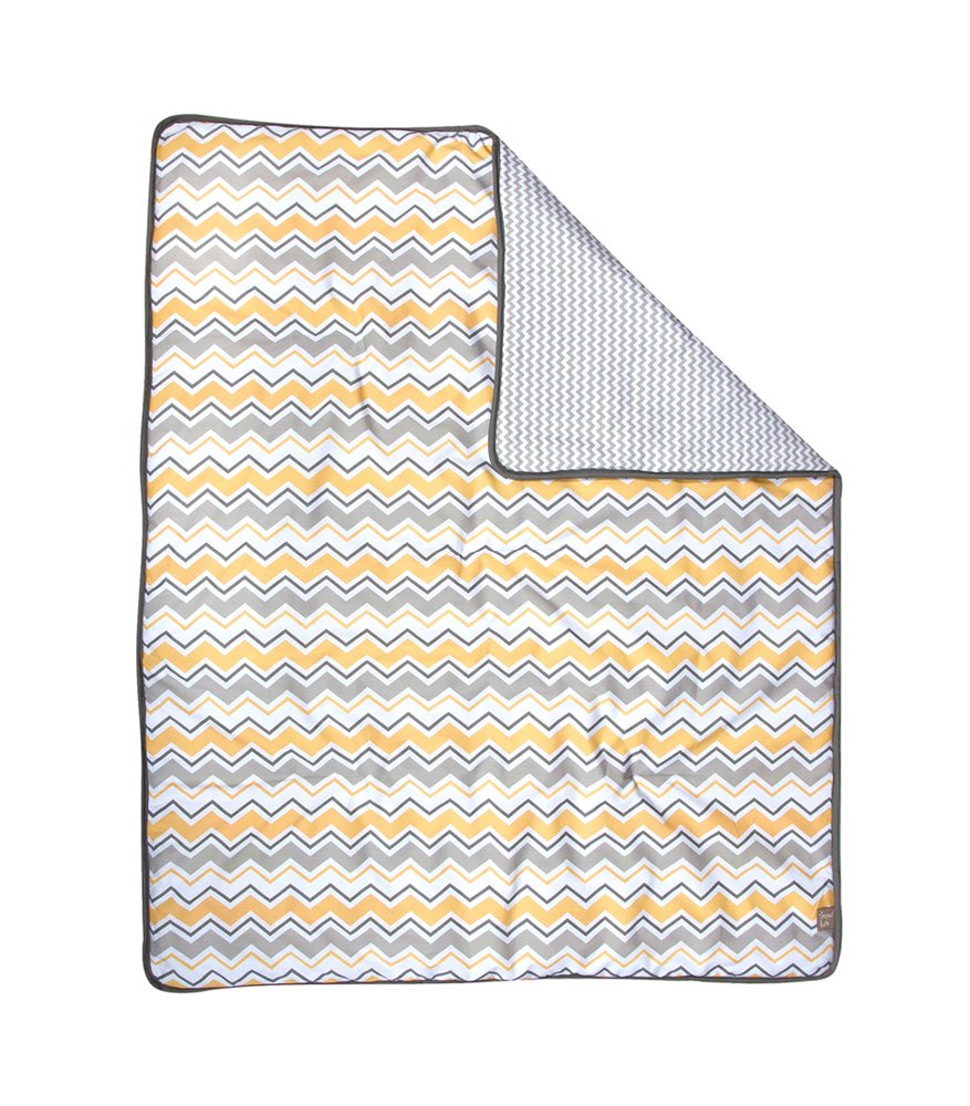 Trend Lab Buttercup Zigzag 3 Piece Crib Bedding Set, Can Be Used As A Blanket Or A Playmat for Tummy Time, Includes Quilt, Fitted Crib Sheet and Skirt
