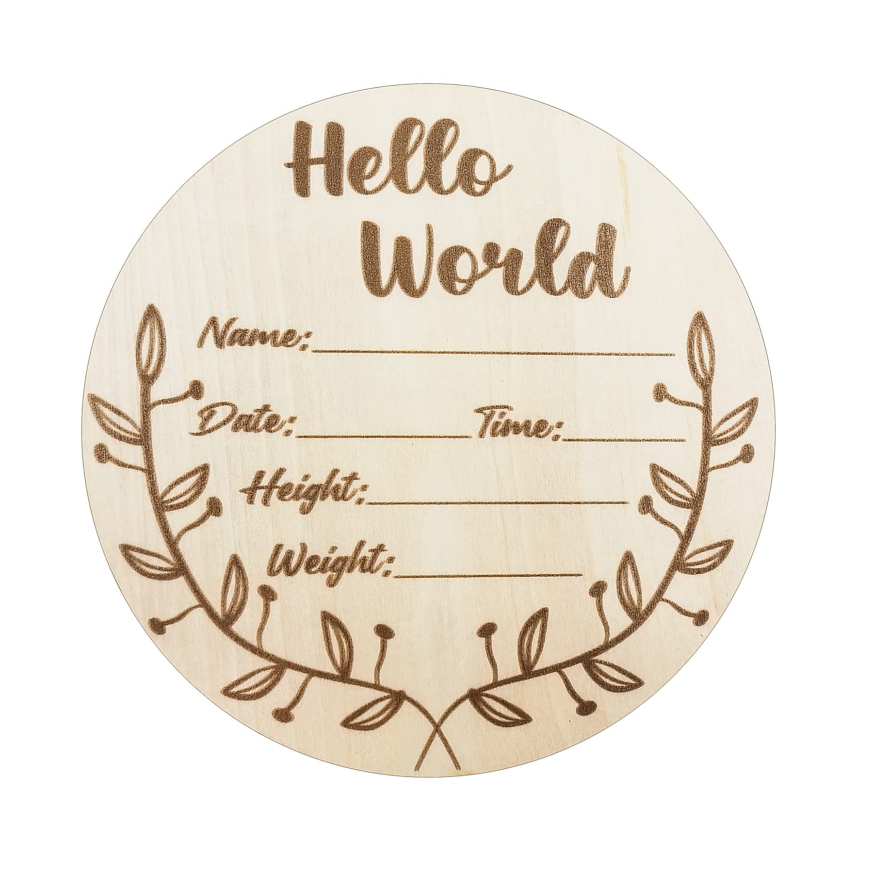 Newborn Announcement Sign for Hospital Wooden Birth Announcement Sign 5.8 in Baby Name Signs for Nursery Hello World Newborn Sign for Photo Prop Nursery Wall Décor 1PCS