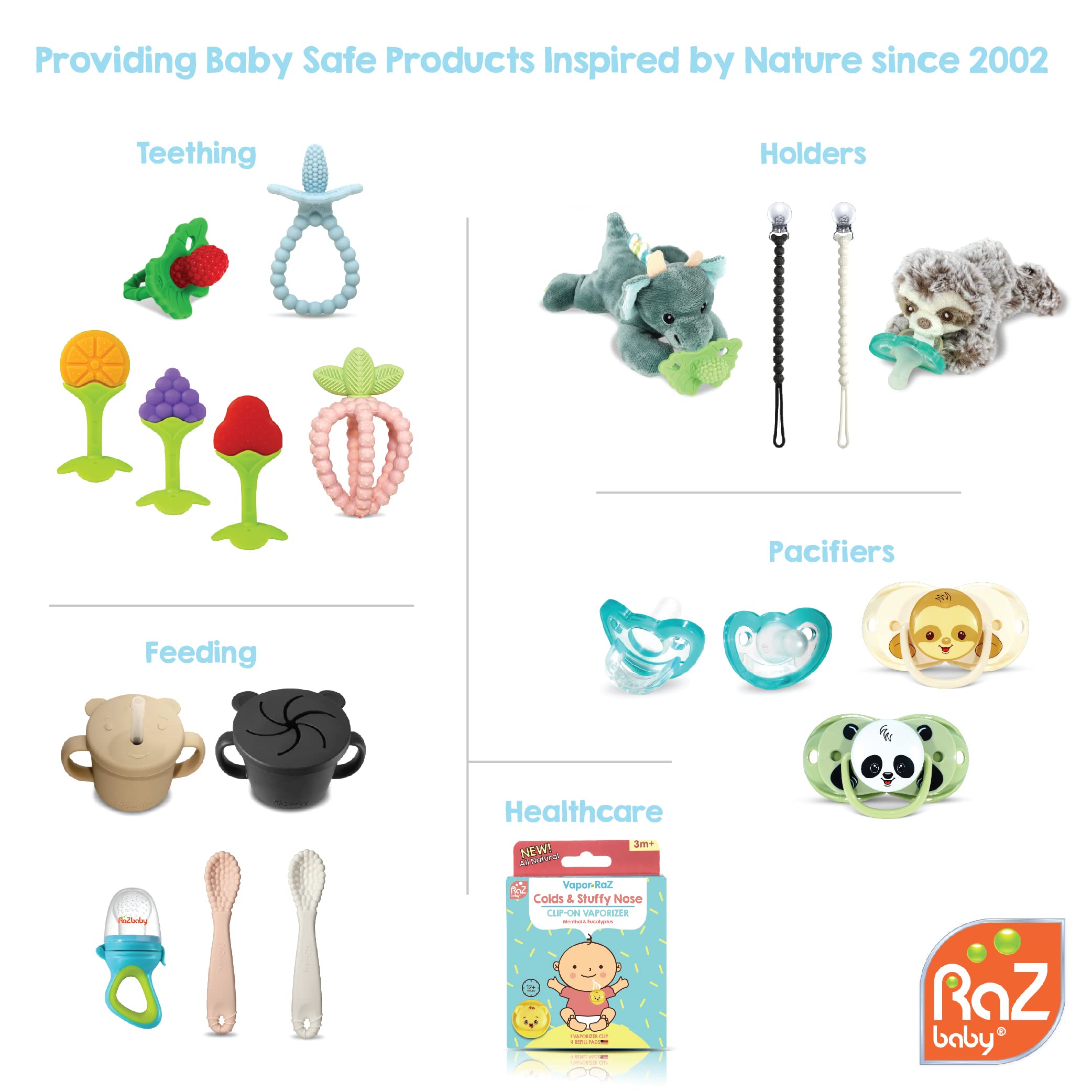 RaZbaby Soft Silicone Infant & Baby 3M+ Teether Toy Berrybumps Textured Teething Relief Pacifier - Soothes Sore Gums - Hands-Free & Easy-to-Hold Fruit-Shaped RaZberry Design, BPA Free – Blue