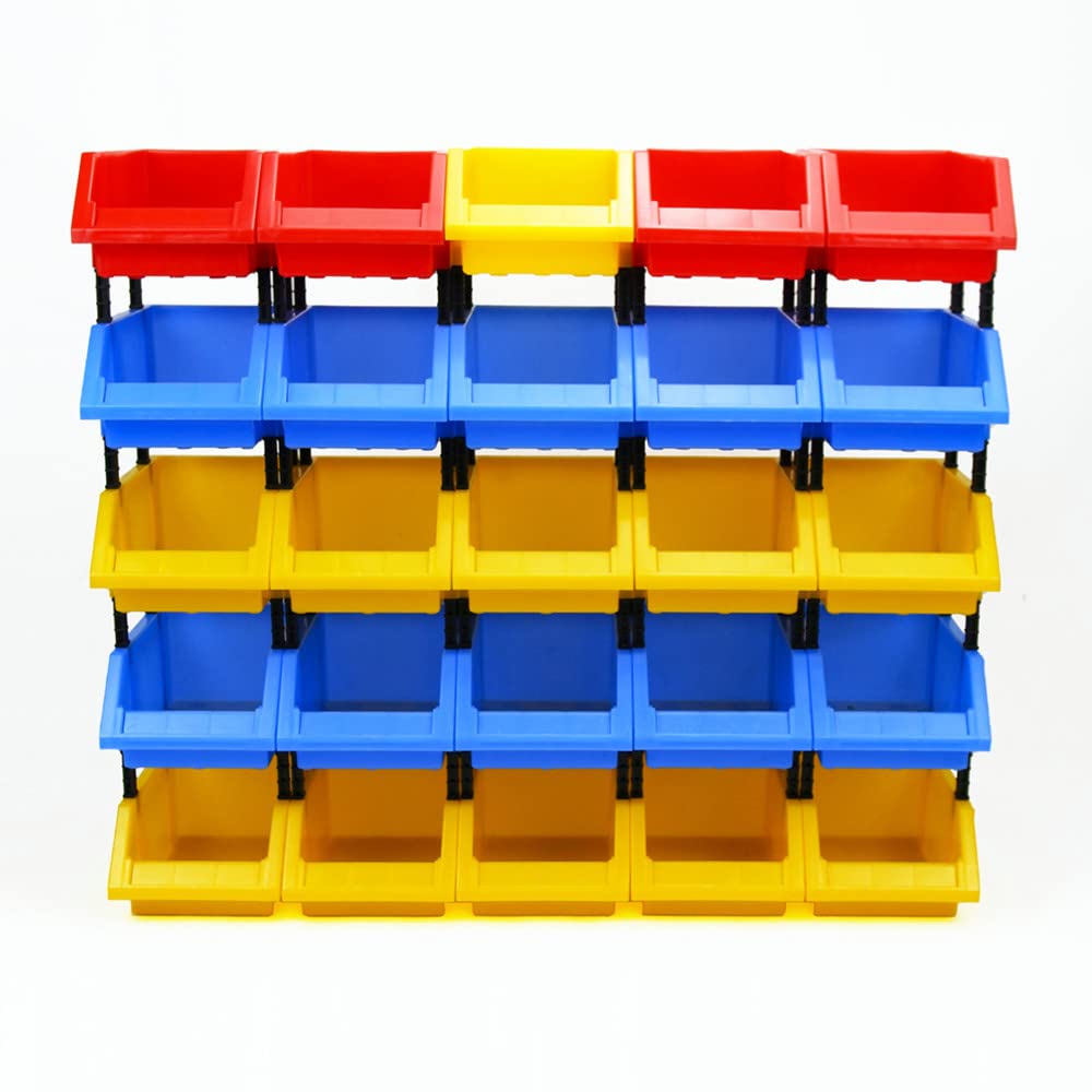 Stackable Storage Box Stackable Storage Bins Stacking Bin Storage Containers Rack Organizer Bin Tool Boxes Garage Bin Stackable Bins for Tool Hardware (Blue)