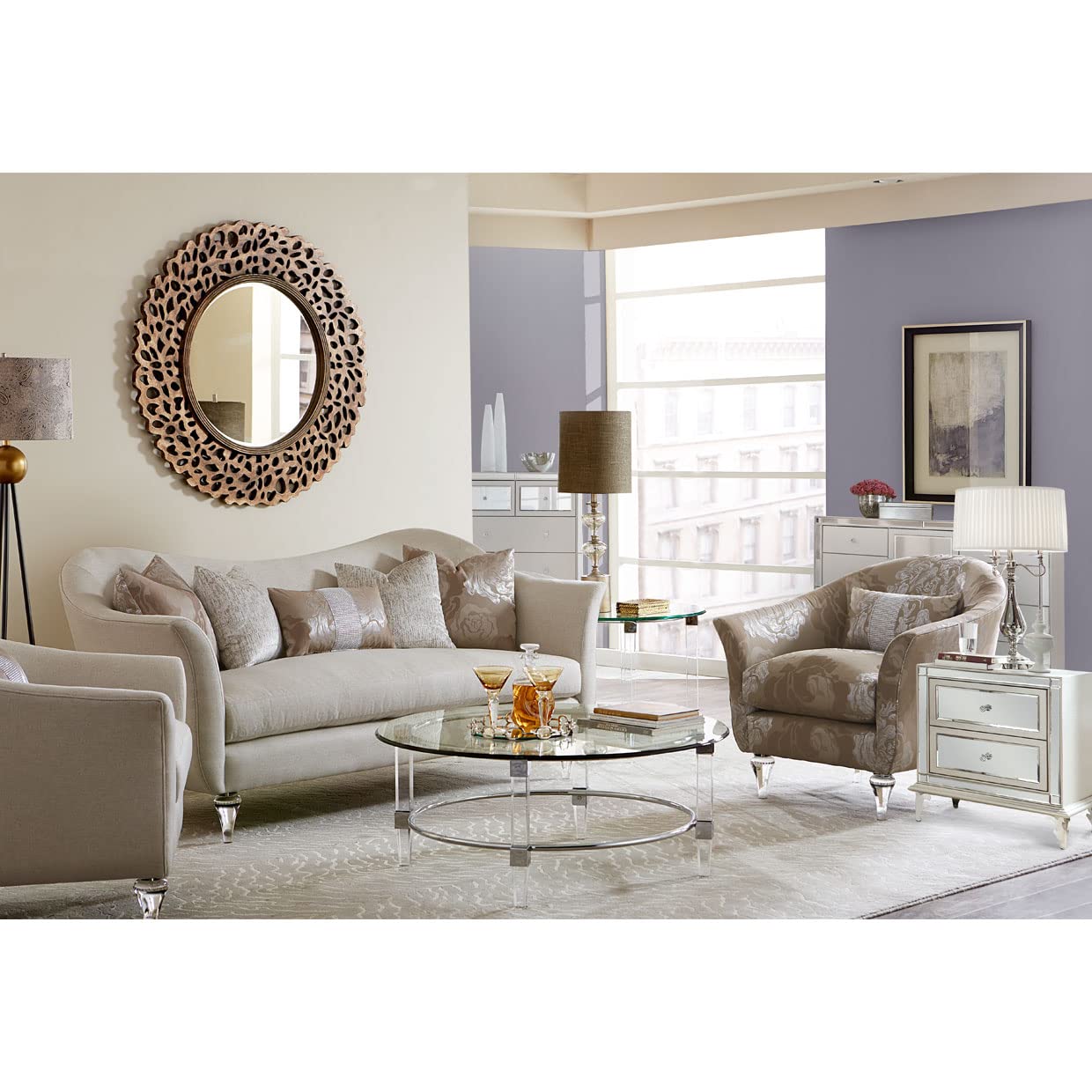 Michael Amini Hollywood Loft Upholstered Nightstand, Frost