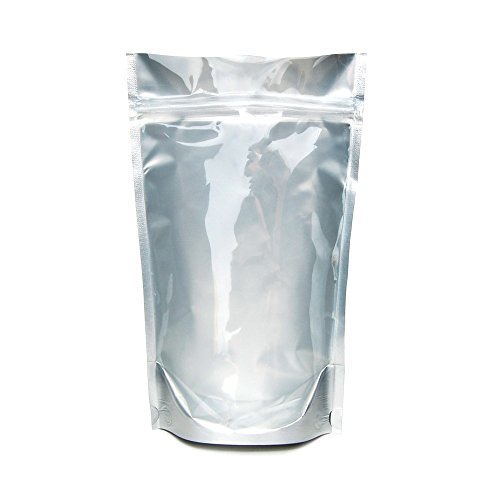 W Gallery 100 4x6.5 in inch Mylar Foil Bags ClearFrontSilverInsideBlackBack - Holds 1/4 oz ounce 7 gram Herbs and Edible Food, Odor Smell Proof, Resealable Ziplock, Stand Up, Heat Sealable, Bulk Rx