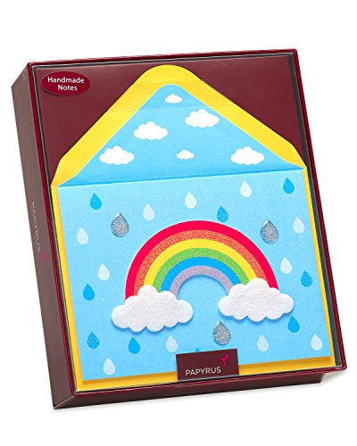 Papyrus Blank Cards with Envelopes, Rainbow with Glitter (8-Count)