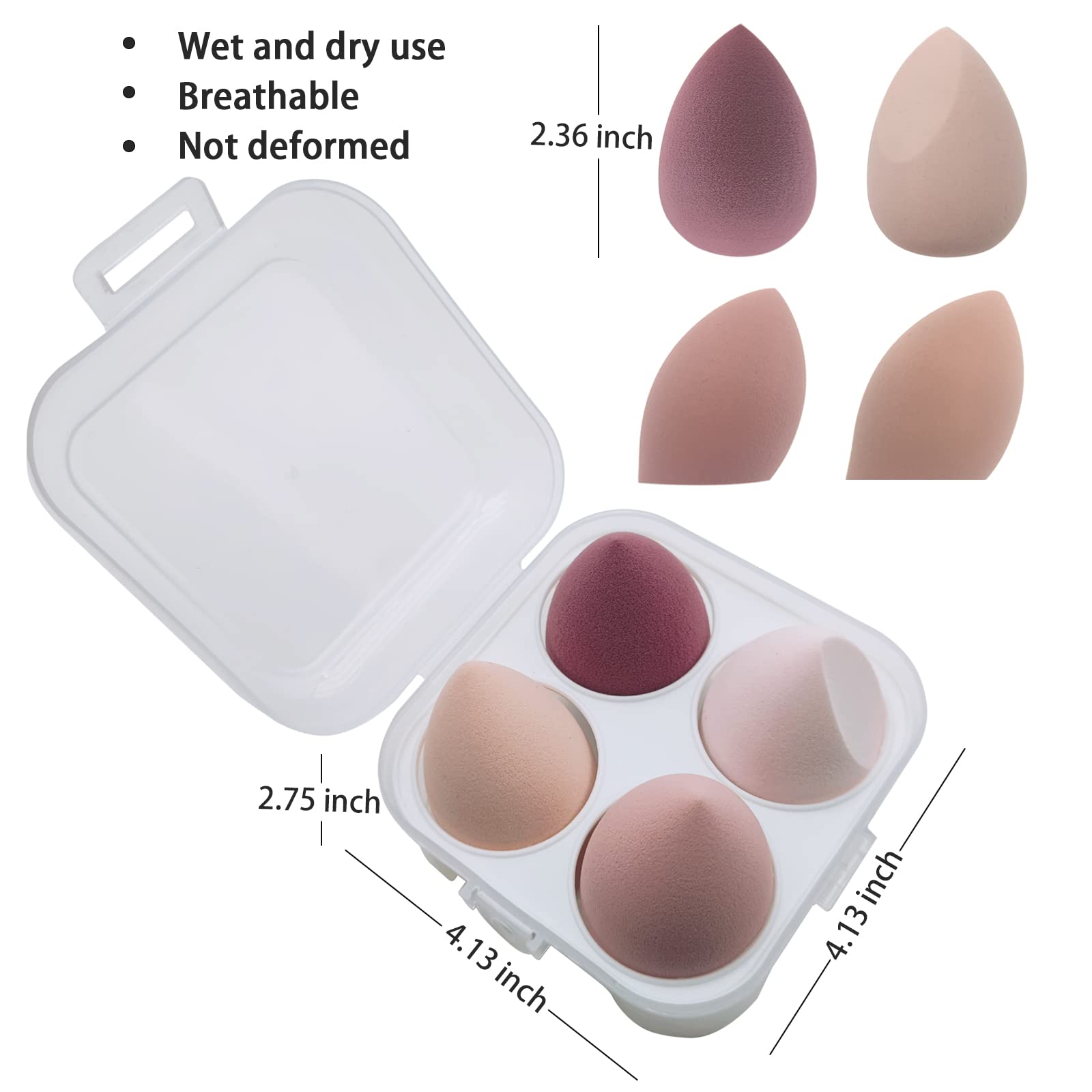 Muhuabeauty 13 pcs Makeup Brushes Set with Beauty Blender, Eyeshadow Brush Set with Cloth Bag and 4 pcs Boxed Makeup Sponges for Foundation