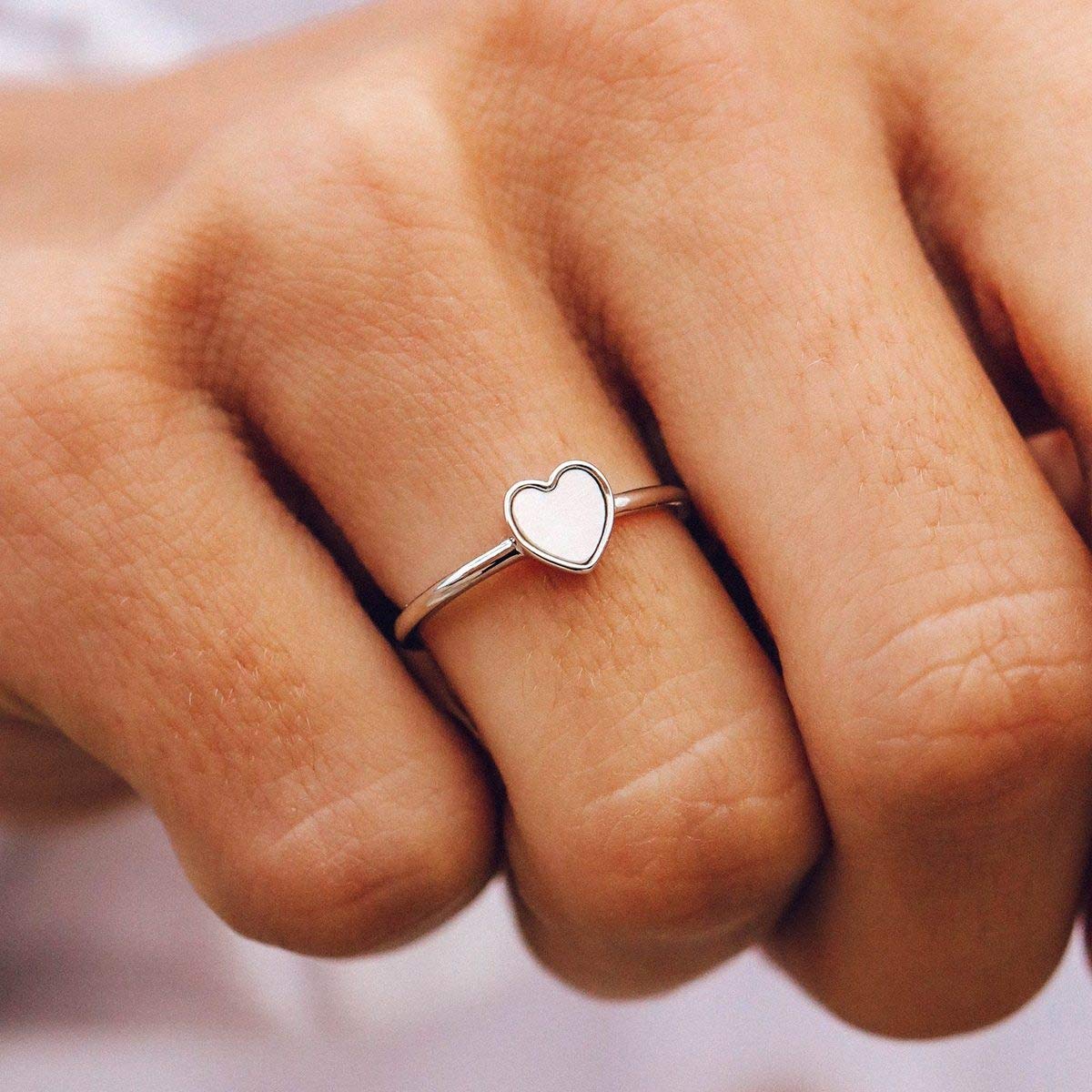 Pura Vida Silver Heart of Pearl Ring - Mother of Pearl, Brass Base Band - Size 7