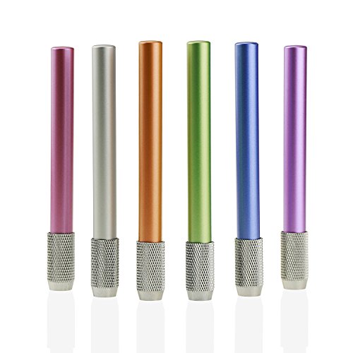 YOUSHARES Aluminum Assorted Colors Pencil Lengthener – Pencil Extender Holder for Colored Pencils in Regular Size (6 Pcs)
