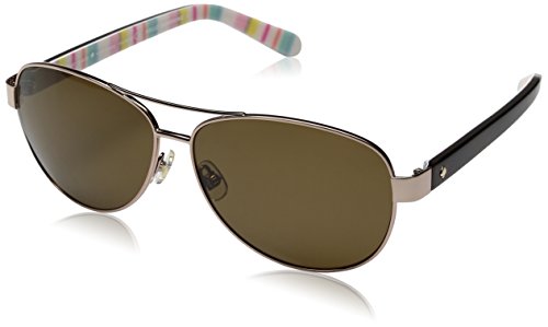 Kate Spade New York Women's Dalia 2 Aviator Sunglasses, Red Gold/Brown Polarized, 58 mm
