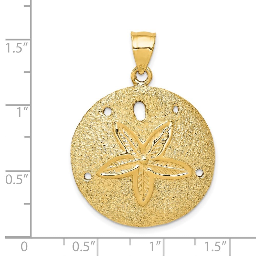 Diamond2Deal 14k Yellow Gold Laser-Cut Sand Dollar Pendant (L- 38 mm W- 29 mm)