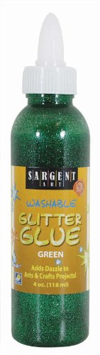 Sargent Art 4-Ounce Glitter Glue, Green, Non-Toxic, Easy Bonding, Washable