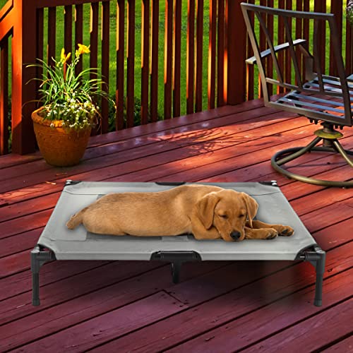 PETMAKER Elevated Dog Bed – 36x29.75 Portable Bed for Pets with Non-Slip Feet – Indoor/Outdoor Dog Cot or Puppy Bed for Pets up to 80lbs Large (Gray)