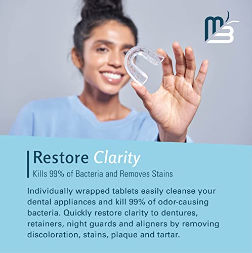 Retainer Cleaner Tablets Invisalign Cleaner - FSA HSA Approved - Remove Odors Discoloration Stains and Plaque 4 Month Supply Denture Cleaner for Retainers and Mouth Guards Denture Bath Fresh Mint