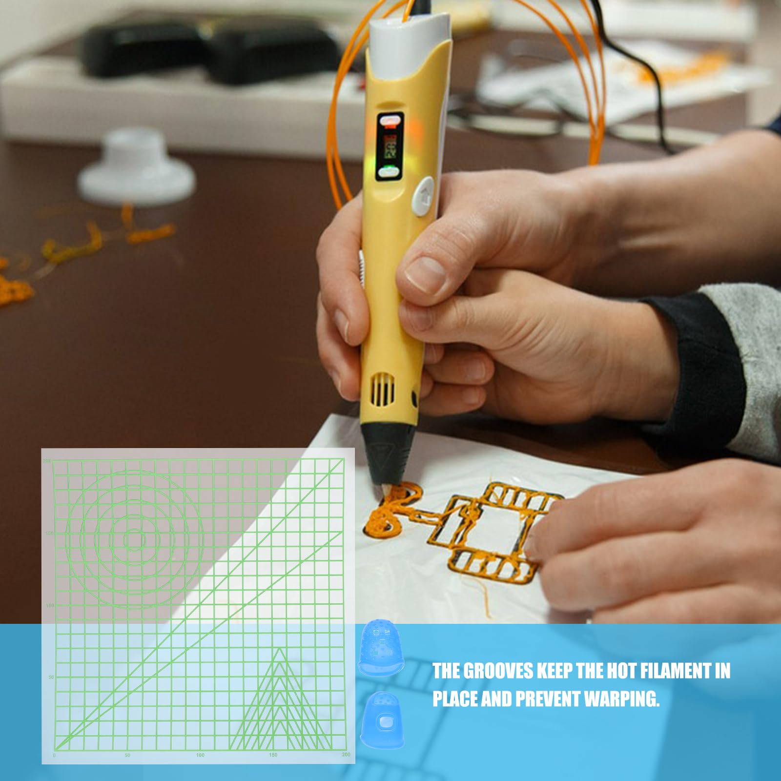 EXCEART 3D Printer Pen Finger Sleeve 3D Pen Mate 3D Printer Mat 3D Pen Finger Protector Great 3D Pen Drawing Tool 3 d Printers Silicone Design Mat 3D Pen Mat Kit Consumables Motherboard