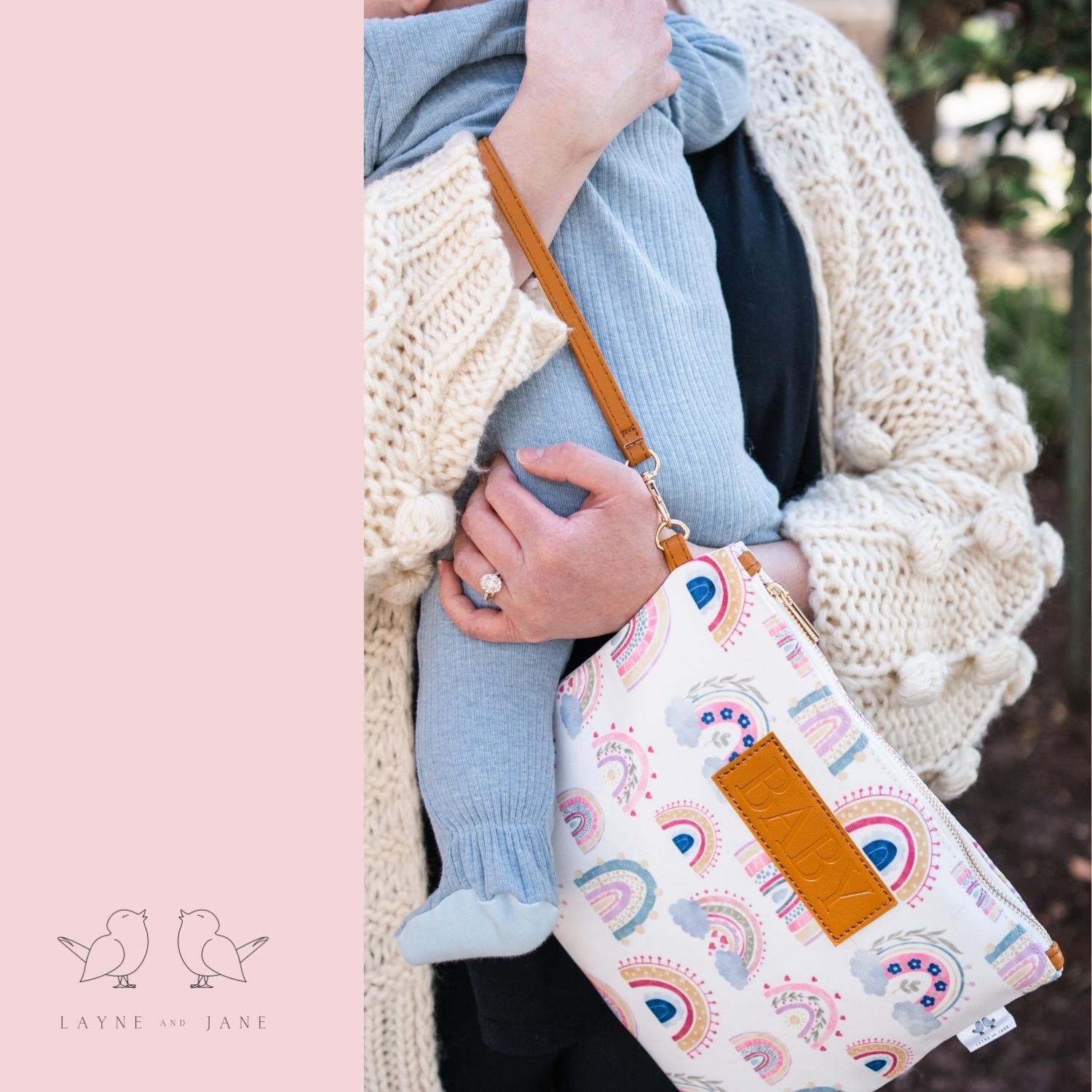 Diaper Bag Organizing Pouches (Set of 4) - Rainbow Diaper Bag Organizer Pouches - Baby Diaper Clutch Bag, Wet Bag, Mama Bag, Snacks Diaper Bag Insert - Waterproof Lining - Diaper Bag Organizer Insert