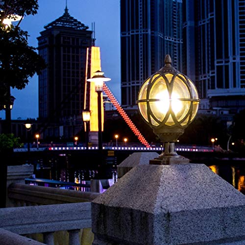 ZZYJYALG European Spherical Creative Column Headlight Outdoor Waterproof Sunscreen E27 Pillar Lamp Villa Courtyard Garden Column Lamp Home Patio Light Post Light