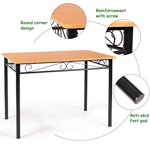 Tangkula 5 Piece Dining Table Set, Vintage Wood Top Padded Seat Dining Table and Chairs Set, Home Kitchen Dining Room Furniture