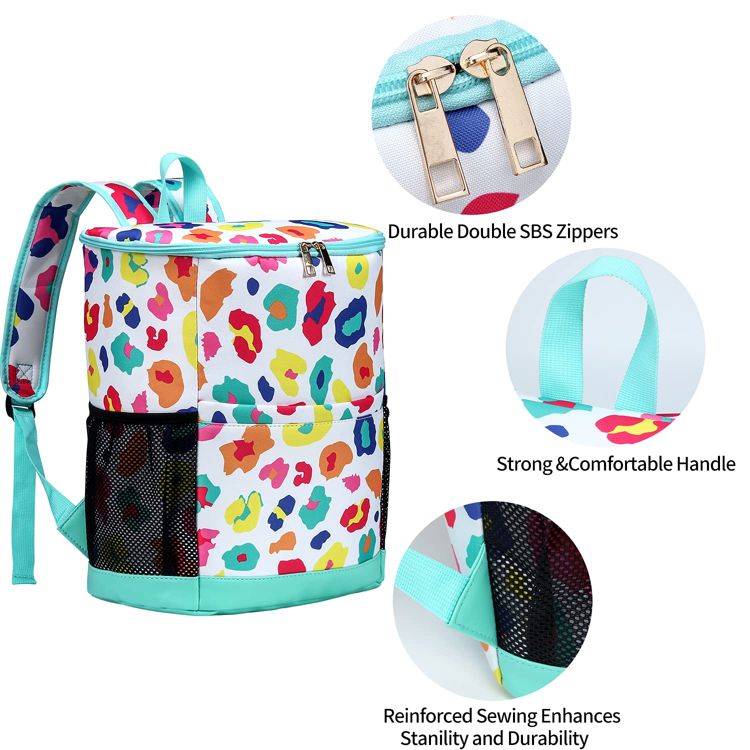 Cooler Backpack Women Leopard Leak Proof Backpack Cooler Bags Lightweight Soft Lunch Backpack with Cooler Compartment,Wine Cooler for Hiking Camping,24 cans…