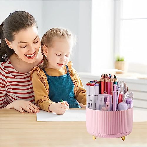 XDRELEC 360 Degree Rotating Pen Holder, Pencil Holder for Desk, Office Desk Organizers and Accessories, Pencil Cup, Pen Organizer,Office Organization and Storage (pink)
