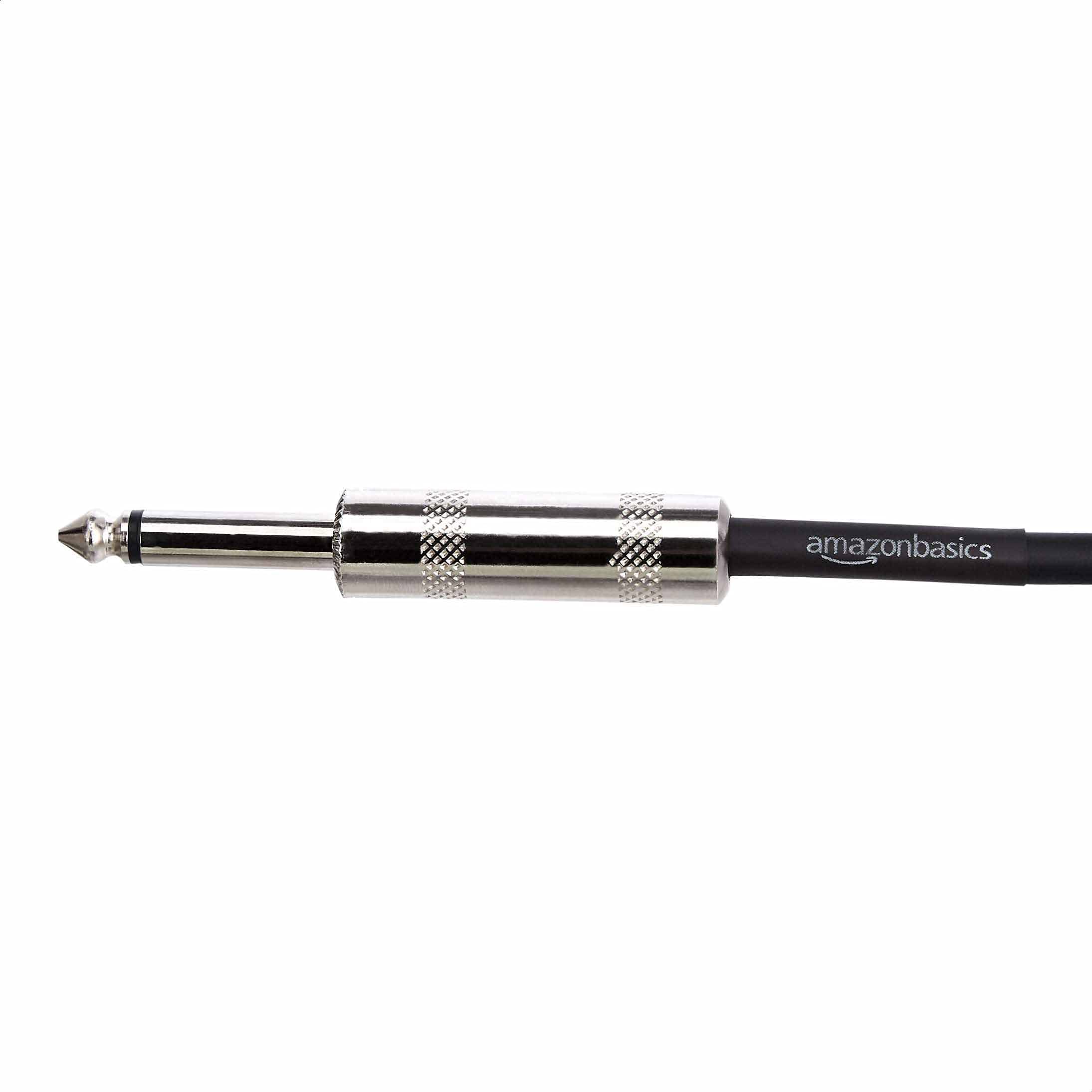 Amazon Basics TS 1/4 Inch Right-Angle Instrument Cable for Electric Guitar, 10 Foot, Black