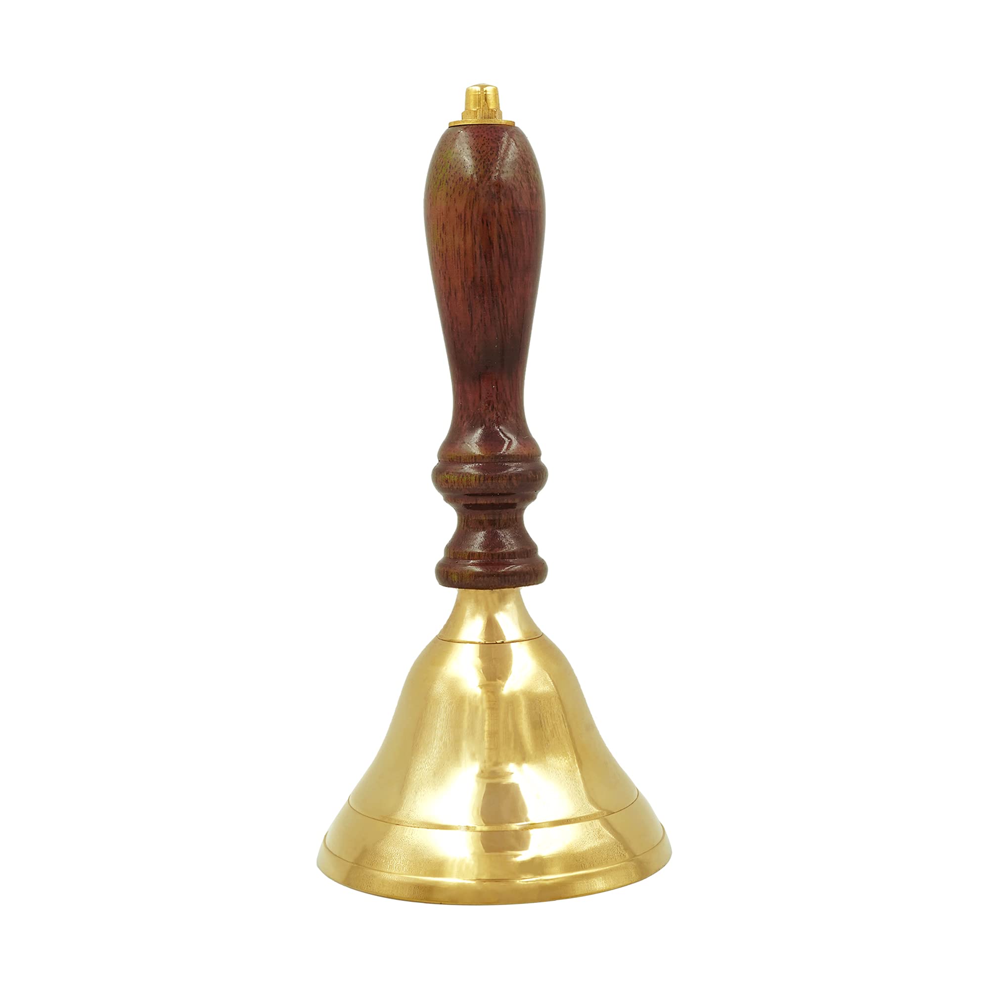 Shubhkart Wooden brass Classic Bell- for Wedding Events Decoration, Food Line, Alarm, Jingles, Ringing, Service Bell (Medium)