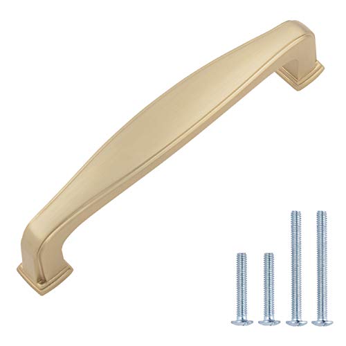 Amazon Basics Traditional Arch Cabinet Handle, 4.38-inch Length (3.75-inch Hole Center), Golden Champagne, 10-pack